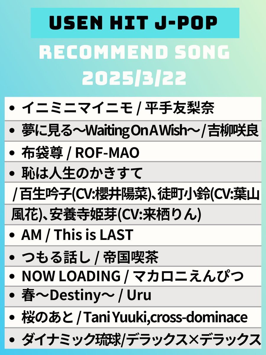 人気ポスト(@USEN_HITS) - Yahoo!リアルタイム検索